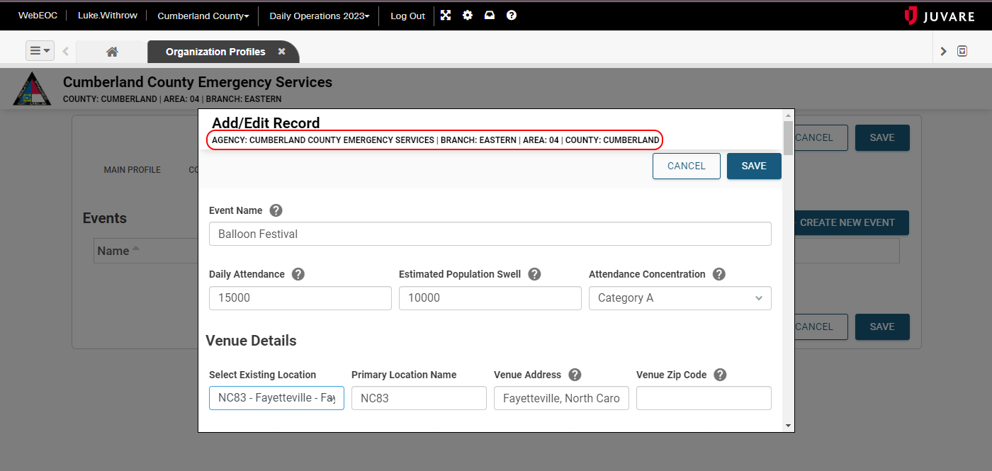 Organization Profiles: Creating Events – NCEM